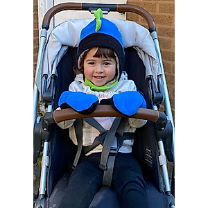 N'Ice Caps Toddler Baby Hat Mitten Set Boys Dino Fleece Gloves Warm Sherpa Lined (4-7 Years, Black/Royal/Neon Green Dino)