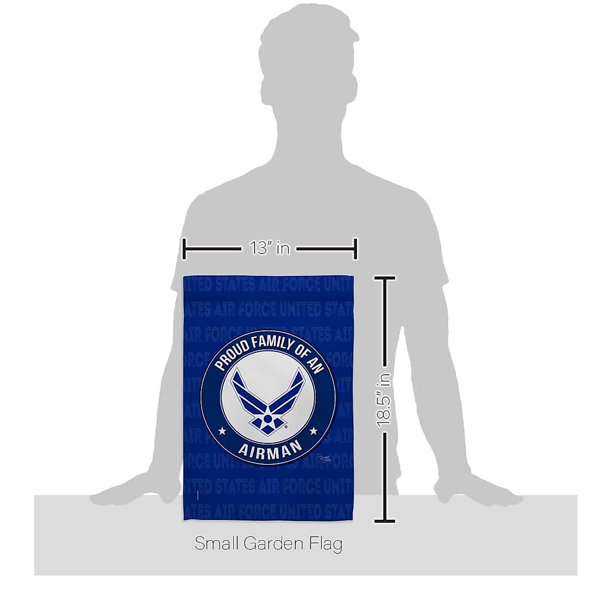 Proud Family Airman Garden Flag - Armed Forces Air Force USAF United State American Military Veteran Retire Official - House Decoration Banner Small Yard Gift Double-Sided Made In USA 13 X 18.5