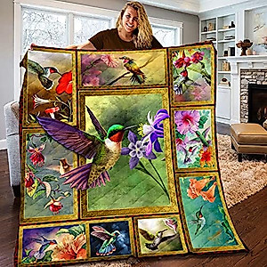 Hummingbird Blankets and Throw Fluffy Blanket Ocean Throw Blankets for Kids and Adults Cozy Blankets, Small/Medium/Large/X-Large