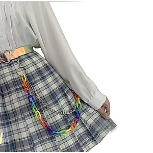 Women Men Rainbow Trousers Chain Hip Hop Punk Pants Wallet Key Chain Colorful Acrylic Gothic Rock Jean Pant Chain Waist Chain (colorflul)