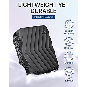 BAGSMART Carry On Luggage, PC Hardside Suitcase Airline Approved, 20 Inch Carryon Luggage with Spinner Wheels, Travel, Hard Shell Lightweight Rolling Suitcases for Men Women,Black