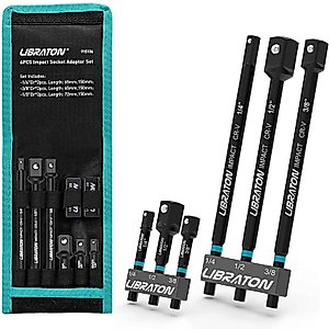 Libraton Impact Grade Socket Adapter Set, 3" & 6", Drill Socket Adapter, Impact Socket Adapter, Socket Driver Adapter, Drill Socket Adapter Extension, with Storage Bag