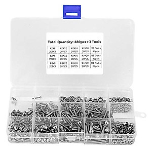 Ochoos 480pcs/set M2 M3 M4 Machine Screws Nuts Set Stainless Steel Fastener for Laptop/Hard Disk/Keyboard/Phone/PC Discount