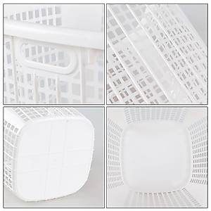 Buyitt Plastic Large Laundry Hamper, Portable Laundry Basket for Home, Bathroom, College (6-Pack, White)