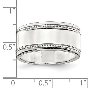 IceCarats 925 Sterling Silver 9.5mm Rope Edge Plain Classic Wedding Band Ring Size 9