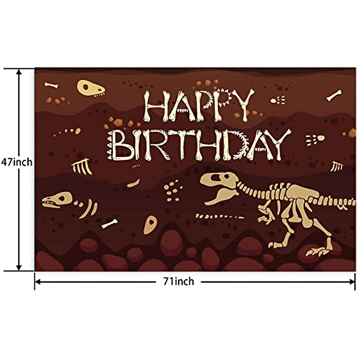 Dinosaur Tyrannosaurus Rex Fossil Happy Birthday Banner Backdrop Animal Dino T-REX Fossil Bones Theme Decorations Decor for Paleontology Party Birthday Party Supplies Background Photo Booth Props