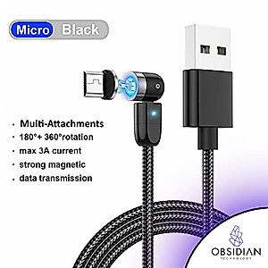 FLEXO Magnetic Rotating USB Charging Cable USB Cord 3-in-1 Cable Charger Wireless Charging Adapter Fast Charge Magnetic LED Phone Charger - Rotary