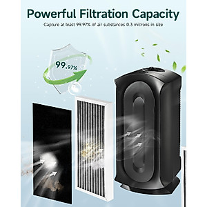 04383 Filter Replacement Compatible with Hamilton Beach 04383, 04384, 04385 Air Purifier, 1 True HEPA Filter & 4 Carbon Filters, Part# 990051000