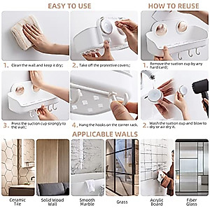 TAILINK 2 Packs Shower Caddy Suction Cup, One Push Assembly Shower Organizer No Drilling Shower Basket Powerful Shower Shelf Bathroom Storage Shampoo Holder Shower Caddy Basket Kitchen Shelf