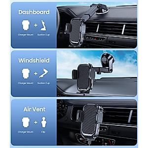 MOKPR Wireless Car Charger, 𝟮𝟬𝟮𝟯 𝗡𝗲𝘄 Dual Coils Phone Mount for Car Wireless Charger, Dash Windshield Air Vent Automatic Phone Holder Fast Charging for Samsung Z Flip 5/4/3 Galaxy S23 iPhone 15