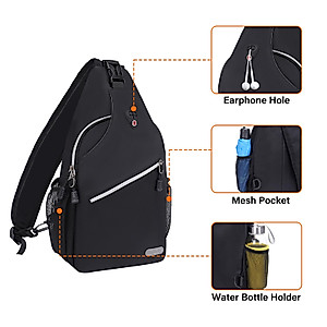 MOSISO Sling Backpack, Multipurpose Crossbody Shoulder Bag Travel Hiking Daypack, Black, Medium