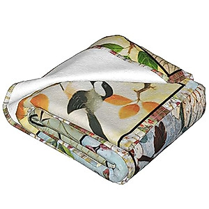 Birds Blanket and Throws Bird in The Tree Throw Blankets Birds Decor Soft Cozy Fleece Plush Warm Flannel Bedding Blanket Gifts for Bird Lovers Girls Boys Kids Adults Couch Travel 40"X50"