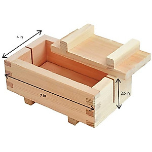 EDOYA Hinoki Wood Sushi Press Mold Oshizushi Made in Japan Vertical Cut (7 x 4 inch)