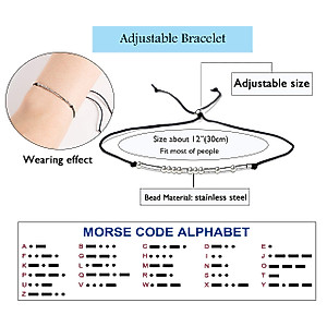 Lcherry Believe Morse Code Bracelet Handmade Beads on Silk Cord Bracelet inspirational Gifts for Women