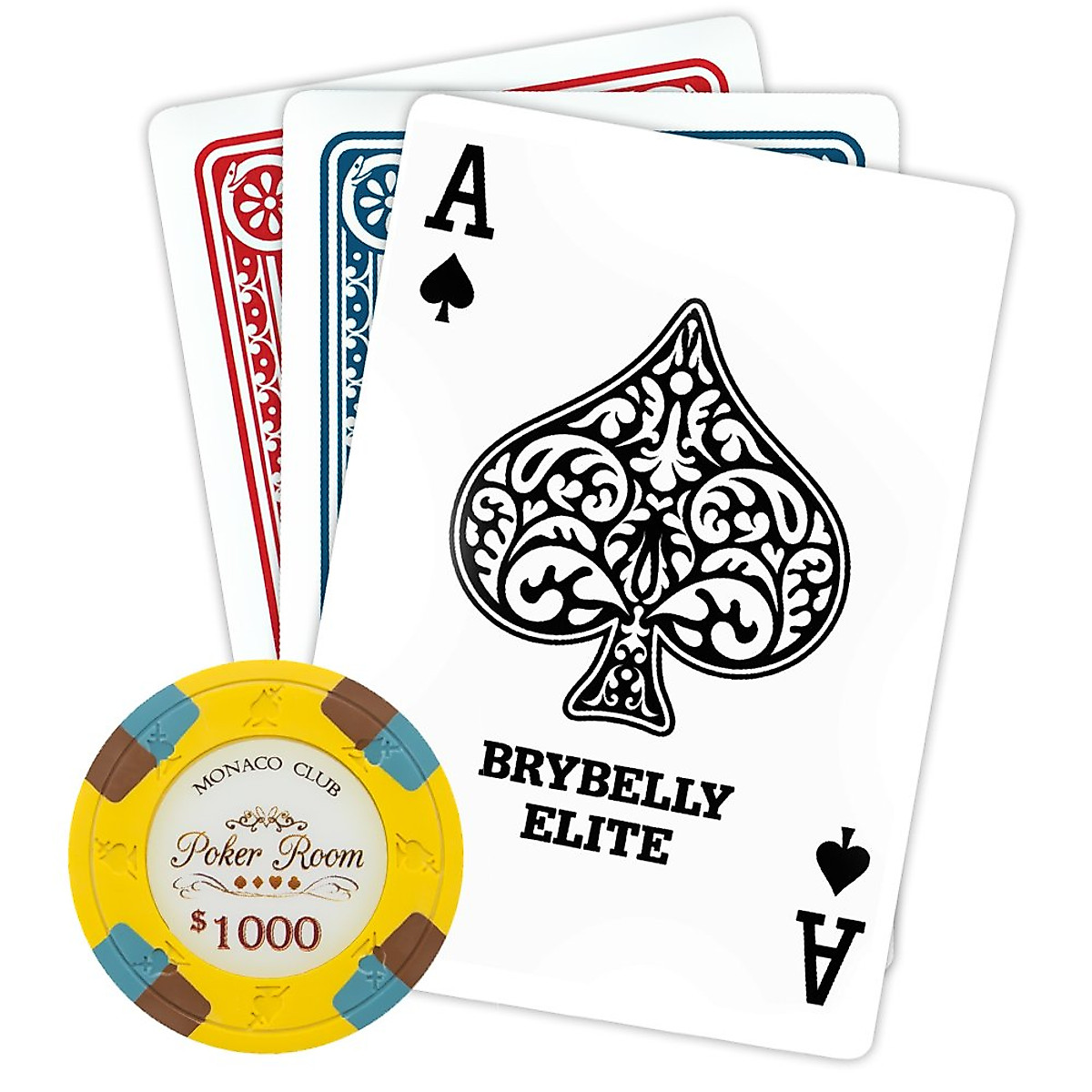 Claysmith Gaming Pack of 50 Monaco Club Poker Chips, Heavyweight 13.5-gram Clay Composite (10 Blue)