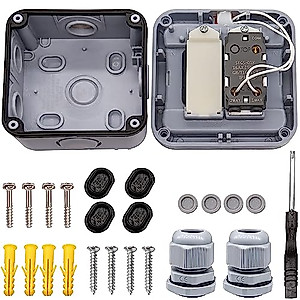 Taiss Outdoor Switch IP66 Waterproof Switch with Red LED Indicator,1-Gang 2-Way SPDT Light Switch,10A 220V-250V Outdoor Garden Electrical Switch