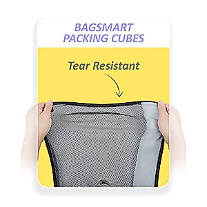 BAGSMART Keep Shape Packing Cubes, 7 Set Packing Cubes for Travel, Lightweight Travel Cubes for Packing, Suitcase Organizer Bags Set for Travel Essentials Grey
