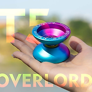 YOSTAR Yoyo T5 Overlord Unresponsive Yoyo for Kids/Adults, Dual Purpose Metal Yoyo Professional with Responsive Yoyo Bearing for Beginners + 12 Yoyo Strings + Yoyo Case Bag (Blue Pink Gradient)