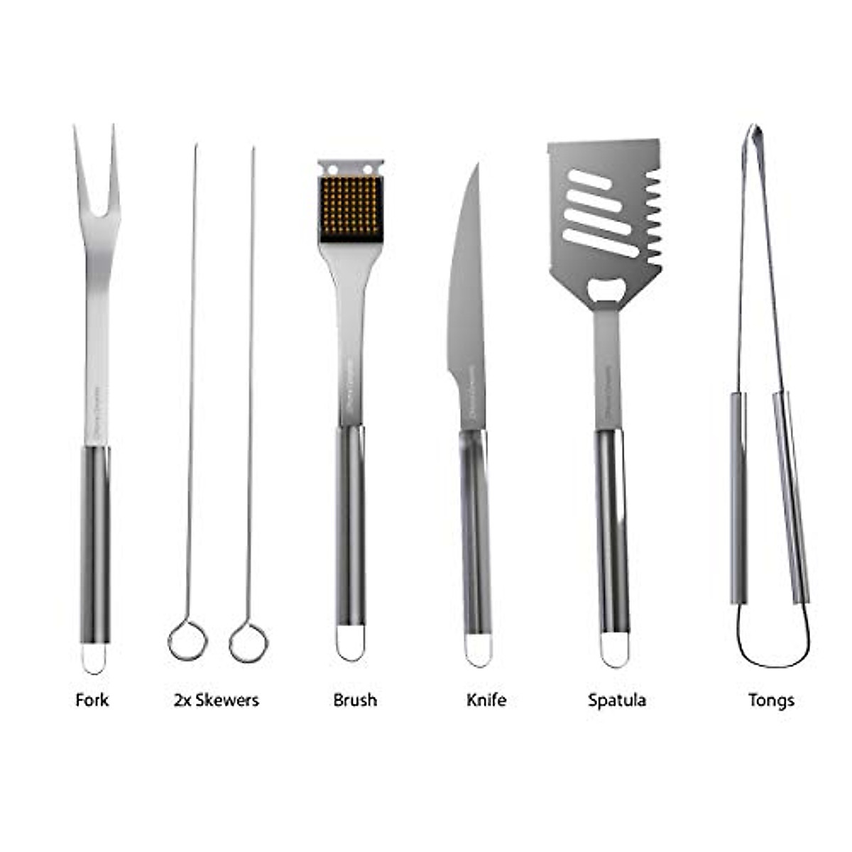 Home-Complete BBQ Grill Tool Set- Stainless Steel Barbecue Grilling Accessories with 7 Utensils and Carrying Case, Includes Spatula, Tongs, Knife