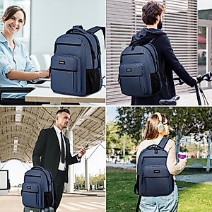 LIBENED School Backpack for Teens Boys, 15.6 Inch Laptop Backpack with USB Charging Port, Travel Backpack Waterproof College Bookbag with Compartments, Ergonomic Straps, Blue