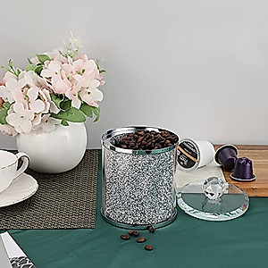 JUXYES Sparkle Glass Crushed Diamonds Canister for Sugar Coffee Tea, Luxurious Diamond Style Storage Containers Sets with Lids Decorative Storage Jar for Kitchen Counter Dining Room
