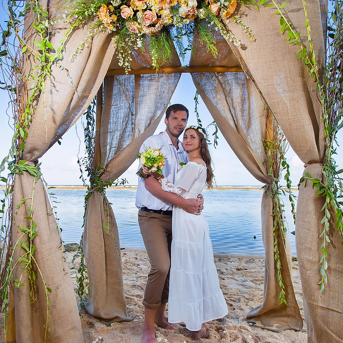 4 Roll Burlap Aisle Runner for Wedding Natural Burlap Rustic Jute Wedding Runway Carpet for Ceremony Outdoor Beach Garden Church Reception Craft Decorations 40 in X15 ft