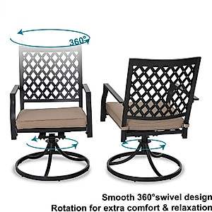 PHI VILLA Outdoor Swivel Chair Patio Furniture Sets with Arm Seat Cushion for Garden Backyard Rocker Chairs - 2 PC