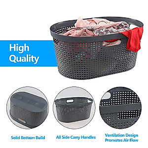 Wekioger 40 L Plastic Laundry Basket with Cutout Handles, 4 Packs, Large Clothes Hamper Storage Basket