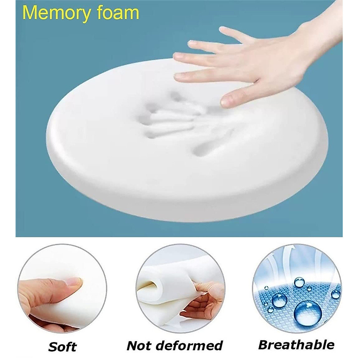 1/2/4 Packs Detachable Seat Cushion, Leather Round Chair Cushion/Memory Foam Dining Chair Pad, Waterproof Breathable Round Seat Cushions for Dining Room Living Room Office Travel (Color : Black, S