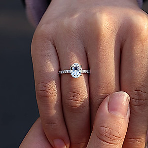 2CT Oval Cut Moissanite Engagement Ring for Women, Brilliant D Color VVS1 Clarity Lab Grown Diamond Ring 18K White Gold Vermeil 925 Sterling Silver Moissanite Engagement Wedding Promise Ring Size