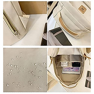 Minimalist Aesthetic Backpack Solid Preppy Backpack Light Academia Aesthetic Backpack Back to School Backpack Supplies (White)