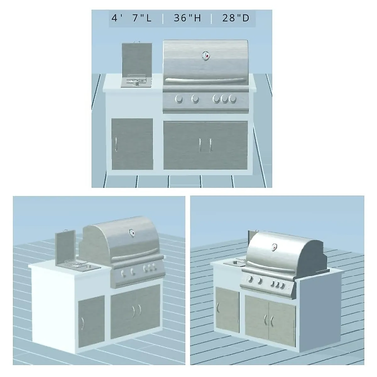 Lion Premium Grills | BBQ Gas Grill Bundle | 32 Inch Grill Package 3 (Propane Gas), Double Access Doors, Single Side Burner, Multi-Funtional Bin, 4 Sets of Ceramic Flame Tubes with Tray, and More