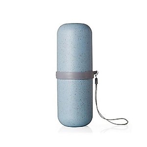 1Pcs Travel Toothbrush Cup Multifunction Wheat Stalk Wash Gargle Cup Portable Business Trips Handy Travel Toothpaste Case Holder Container Storage Box Organizer for Travel and Outdoors (Blue)