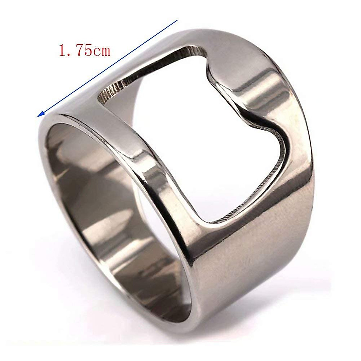 JAJAFOOK 316L Stainless Steel Beer Bar Tool Creative Versatile Bottle Opener Ring for Party Ring，Silver 12