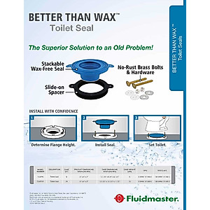 Fluidmaster 7530P8 Universal Better Than Wax Toilet Seal, Wax-Free Toilet Bowl Gasket Fits Any Drain