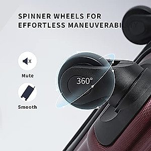 Merax Luggage Sets Red Expandable with TSA Lock Hard Shell Luggage Sets Lightweight Spinner Travel Suitcase (Mahogany)