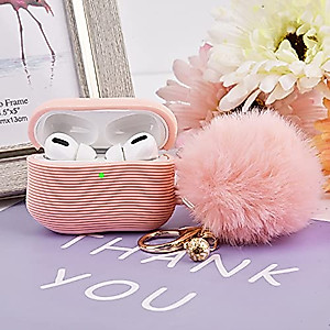 Case for Airpods Pro, Filoto Airpod Pro Cover for Women Girls, Cute Apple Air Pods 3 Case Silicone Protective Wireless Charging Case Accessories Keychain with Pompom (Pink)