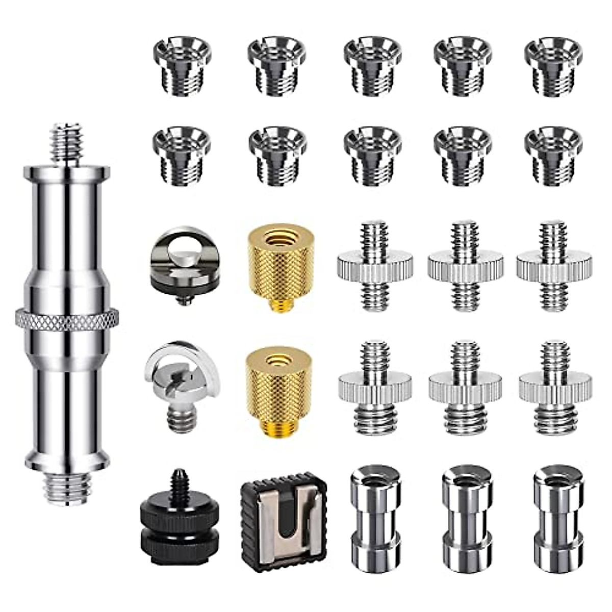 Camera Screw Mount Set, PAMOWO 26Pcs 1/4 Inch and 3/8 Inch Converter Threaded Screws Adapter Flash Shoe Mount for DSLR Camera/Tripod/Monopod/Ballhead/Flash Light/Quick Release Plate