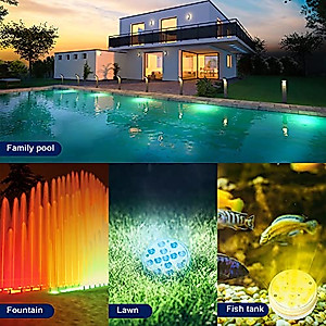 Submersible Swimming Pool Light 16 Colors Underwater led Lights Waterproof IP68 13 Super Bright LED with RF Remote Control Suitable for Pond Fountain Aquarium Flower Pot Garden Party (a pack of 1)