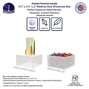 Frosted Acrylic Display Box Counter Retail Merchandise Storage Bin No Lid with Open Bottom 7" x 7" x 4" Flippable Cubby for Tradeshows and Expos by Marketing Holders