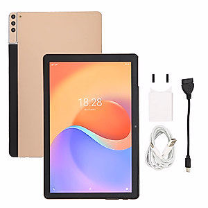 MAVIS LAVEN Calling Tablet, Gold 10 Inch Tablet 1920x1080 IPS OctaCore Processor 100-240V Fast Charge 11.0 (US Plug)
