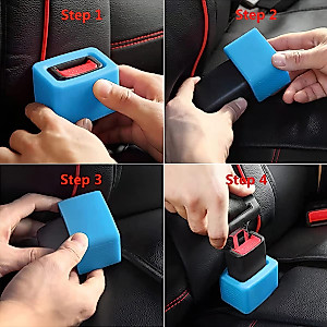 BELOMI 2 Pack Seat Belt Buckle Holder, Easy Access to The Buckles of Rear Seats, Silicone Seat Belt Buckle Booster Suitable for Kids, Car Seatbelt Holder Makes Receptacle Upright Buckling (Red)