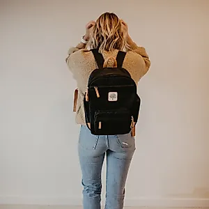 Parker Baby Diaper Backpack - Full Zip Diaper Bag with Insulated Pockets - Black