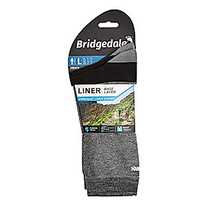 Bridgedale Men's Coolmax Base Layer Liner Socks - 2 Pack, Grey, X-Large