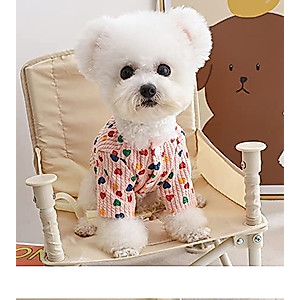 T'CHAQUE Pet Clothes Dog Hoodies with Heart Print, Basic Causal Puppy T-Shirts Cat Outfits Pullover for Daily and Party Wear, Cute Pet Apparel Clothing for Small and Medium Dogs, Pink M