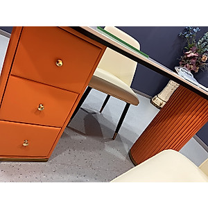 LAKIQ Modern Office Desk with 3 Drawers Irregular Shape Modern Sintered Stone Writing Desk Home Office Work Table Desktop Computer Desk with Storage-Table Only(Black, 63" L x 27.6" W x 29.5" H)