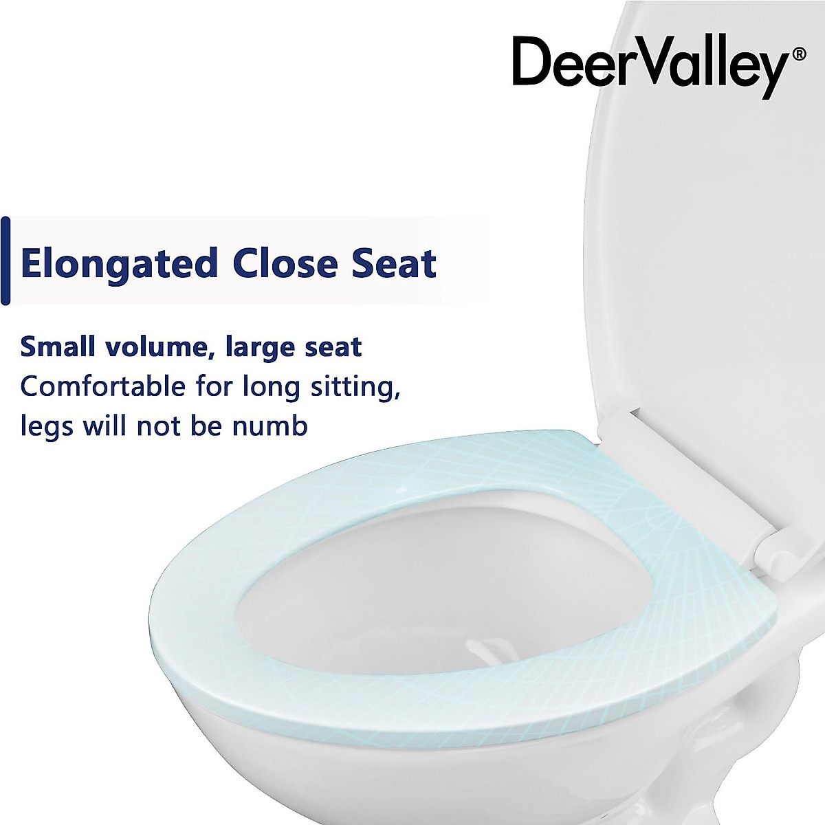 DeerValley DV-2F52531 Dynasty Two-Piece Elongated Toilet 1.28 GPF Siphonic Flush White ADA Comfort Height Bathroom Toilet (Toilet Seat Included)(Water Efficient)
