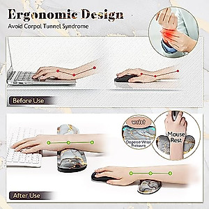 Gimars Upgrade Enlarge Gel Memory Foam Set Keyboard Wrist Rest Pad, Comfortable Ergonomic Design for Easy Typing Pain Relief, Firm Mouse Wrist Cushion Support for Office, Computer, Laptop, Mac