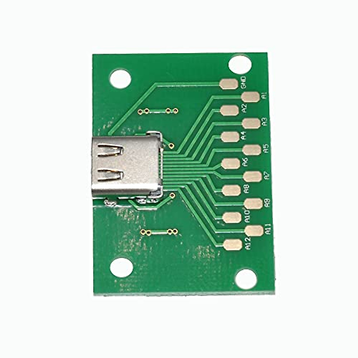 WLGQ USB3.1 Type-C Test Female Header, Test Board USB-C PCB Board Adapter, with Fixing Holes, Soldering Point Distance 4mm，A Pack of 5pcs