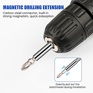 3PCS Magnetic Drill Bit Extension Holder 1/4" Hex Shank Magnetic Screwdriver Bit Holder S2 Steel Impact Driver Bit Set for Automotive Maintenance DIY Repair Work, 2, 4, 6-inch Extensions
